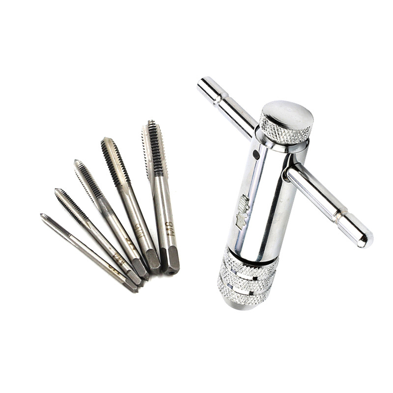 M3-M8 T Handle Ratchet Tap Wrench with 5pcs Machine Screw Thread Metric ...
