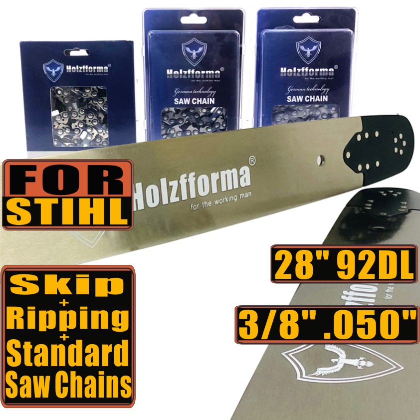 Holzfforma® Pro 28inch 3/8 .050 92DL Solid Guide Bar & Standard Chain ...