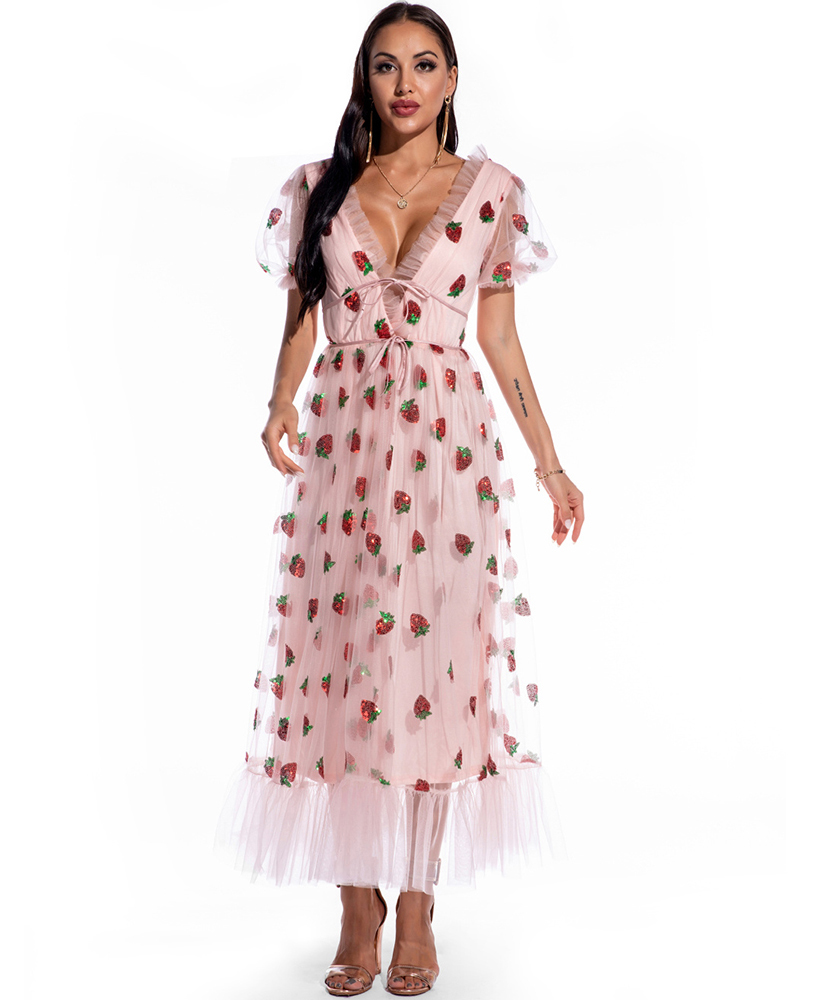 Wholesale Formal Pink Strawberry Long Prom Dress | Global Lover