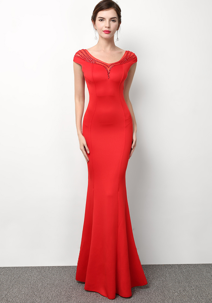 Wholesale Ladies Formal Party Elegant V Neck Evening Dress | Global Lover