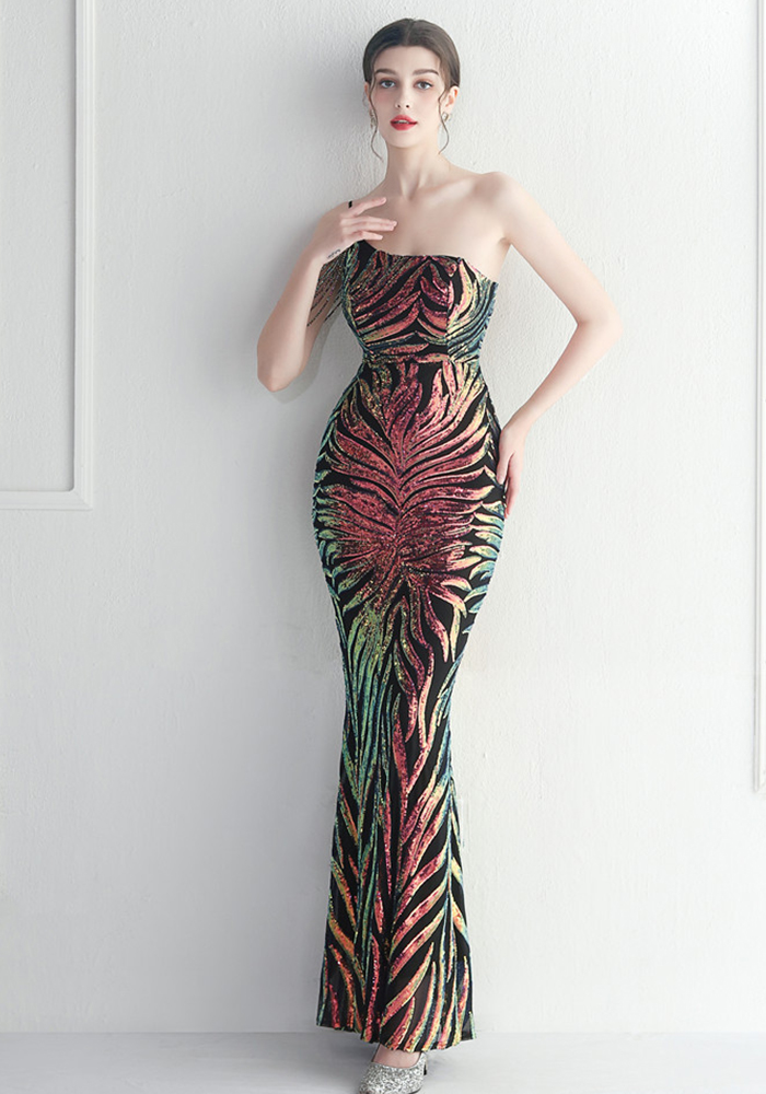 Wholesale Beading Sexy Strap Slash Shoulder Formal Party Evening Dress ...