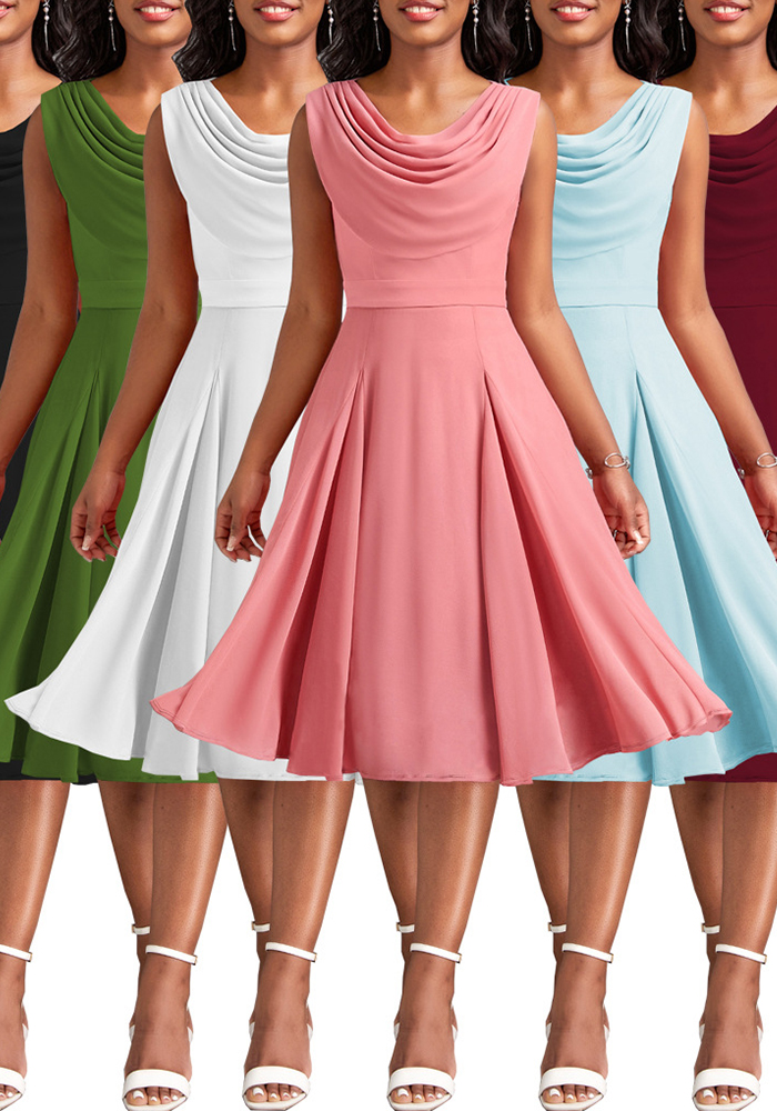 Wholesale Women Solid U Neck Bell Bottom Dress | Global Lover