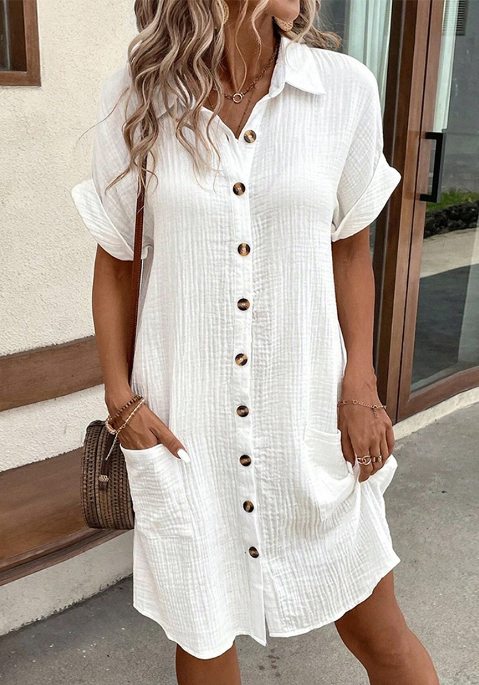 Wholesale Summer V-Neck Button Dress | Global Lover