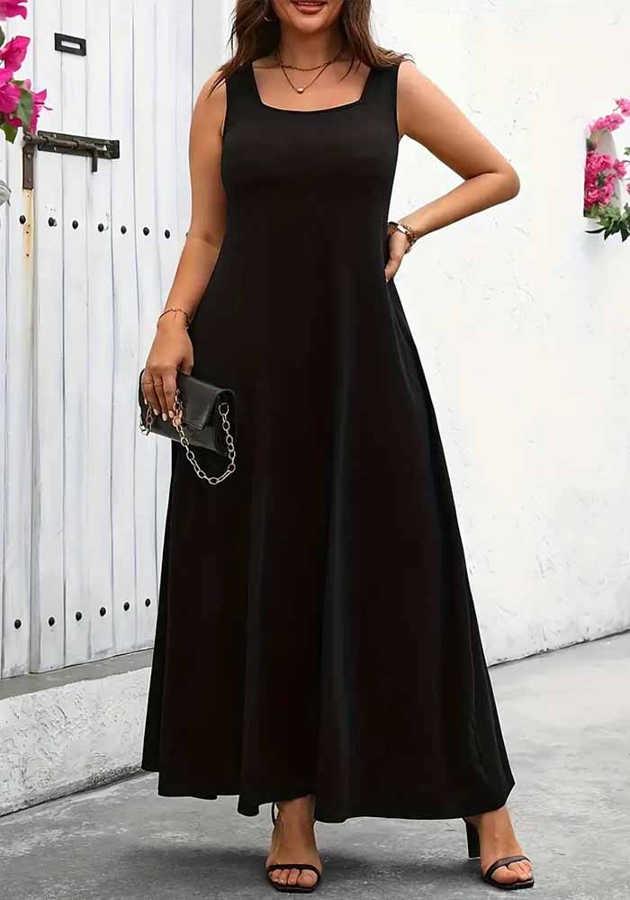 Wholesale Plus Size Women Basics Sundress Solid Dress | Global Lover