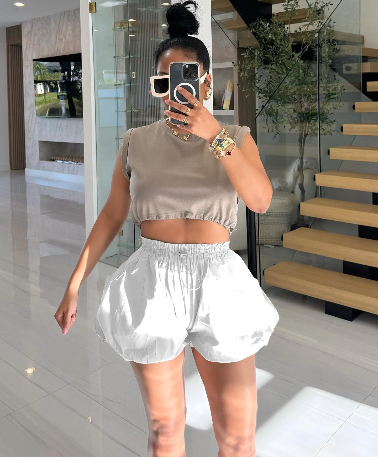 Wholesale Women Solid Puffy Puff Shorts | Global Lover