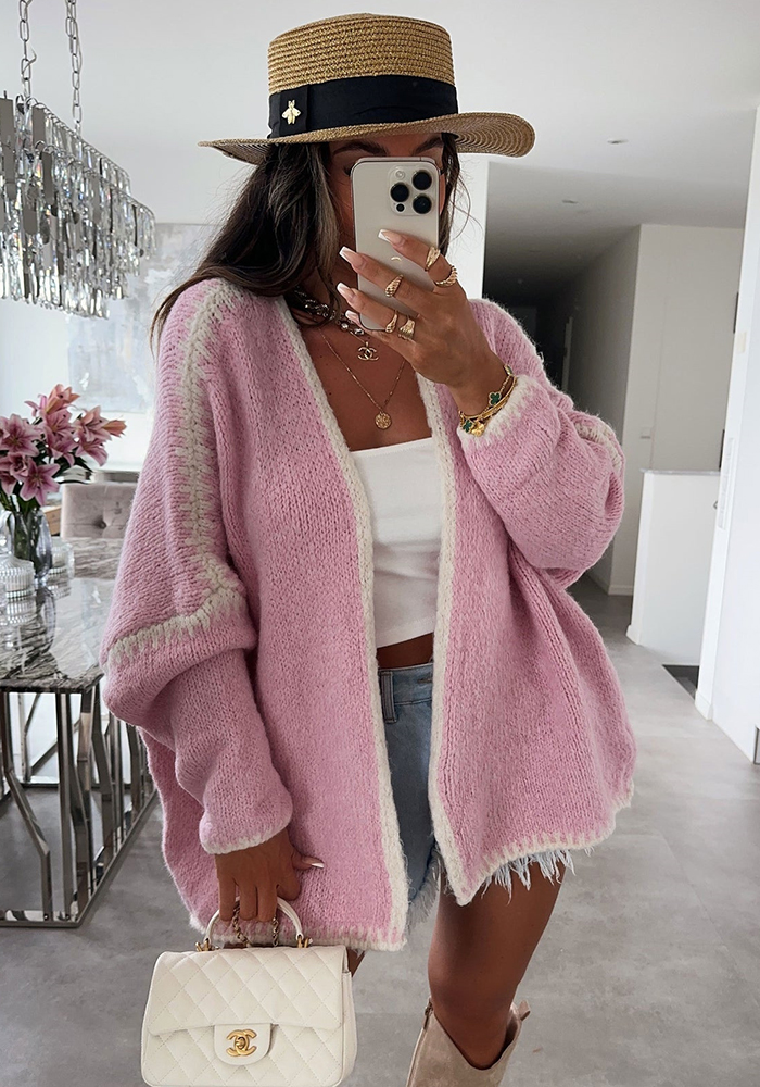 Women Nordic Knitting Solid Sweater Jacket