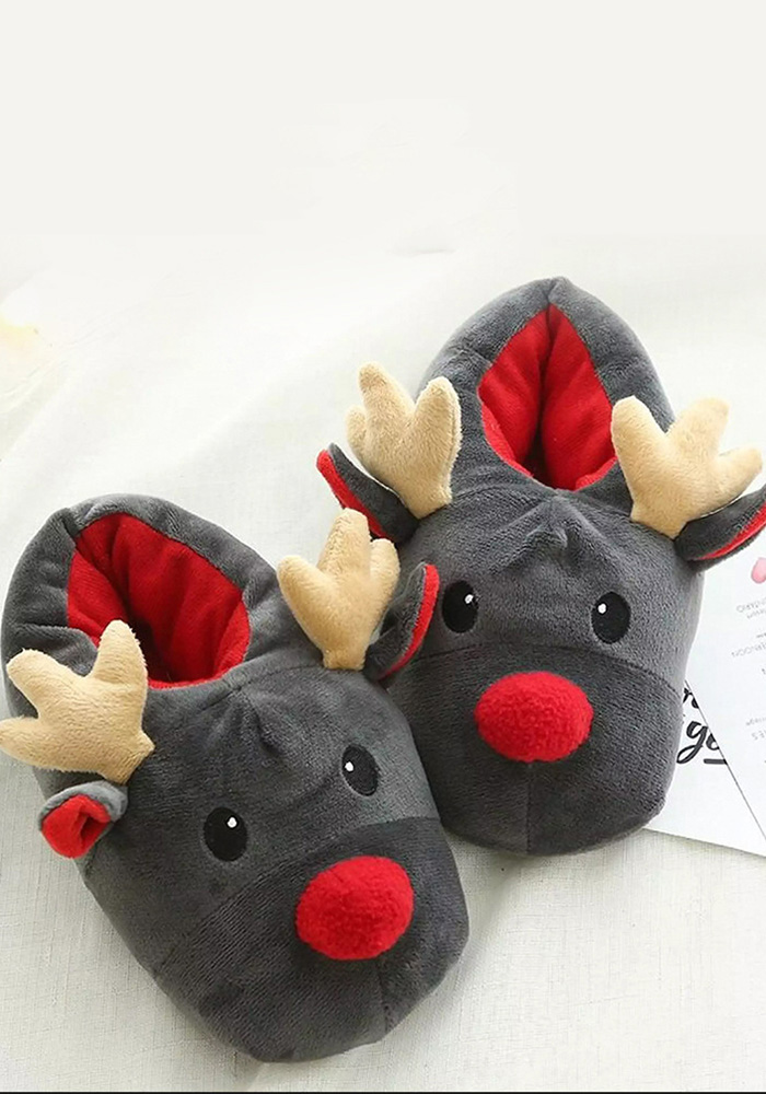 Wholesale Christmas Cartoon Christmas Deer Slippers Plush Slippers ...