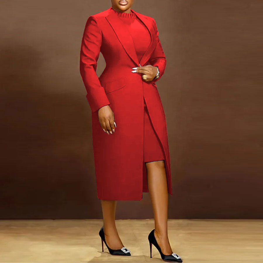 Wholesale Turndown Collar Slim Waist Back Slit Blazer Sleeveless Dress ...