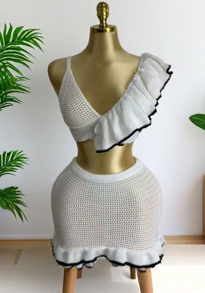 Wholesale Women One-shoulder Ruffle Swimsuit Strapless Bikini Two ...