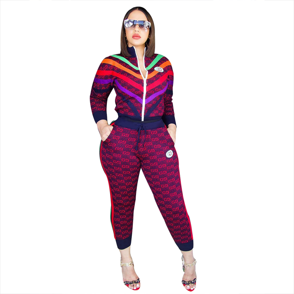 Casual Printed Stitching Pant Set