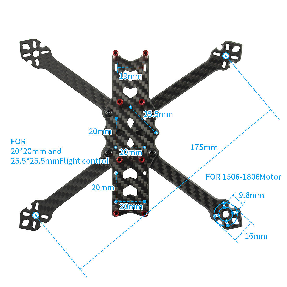 JMT F4 X1 175mm FPV Racing Drone Frame Kit Carbon Fiber Quadcopter Rack ...