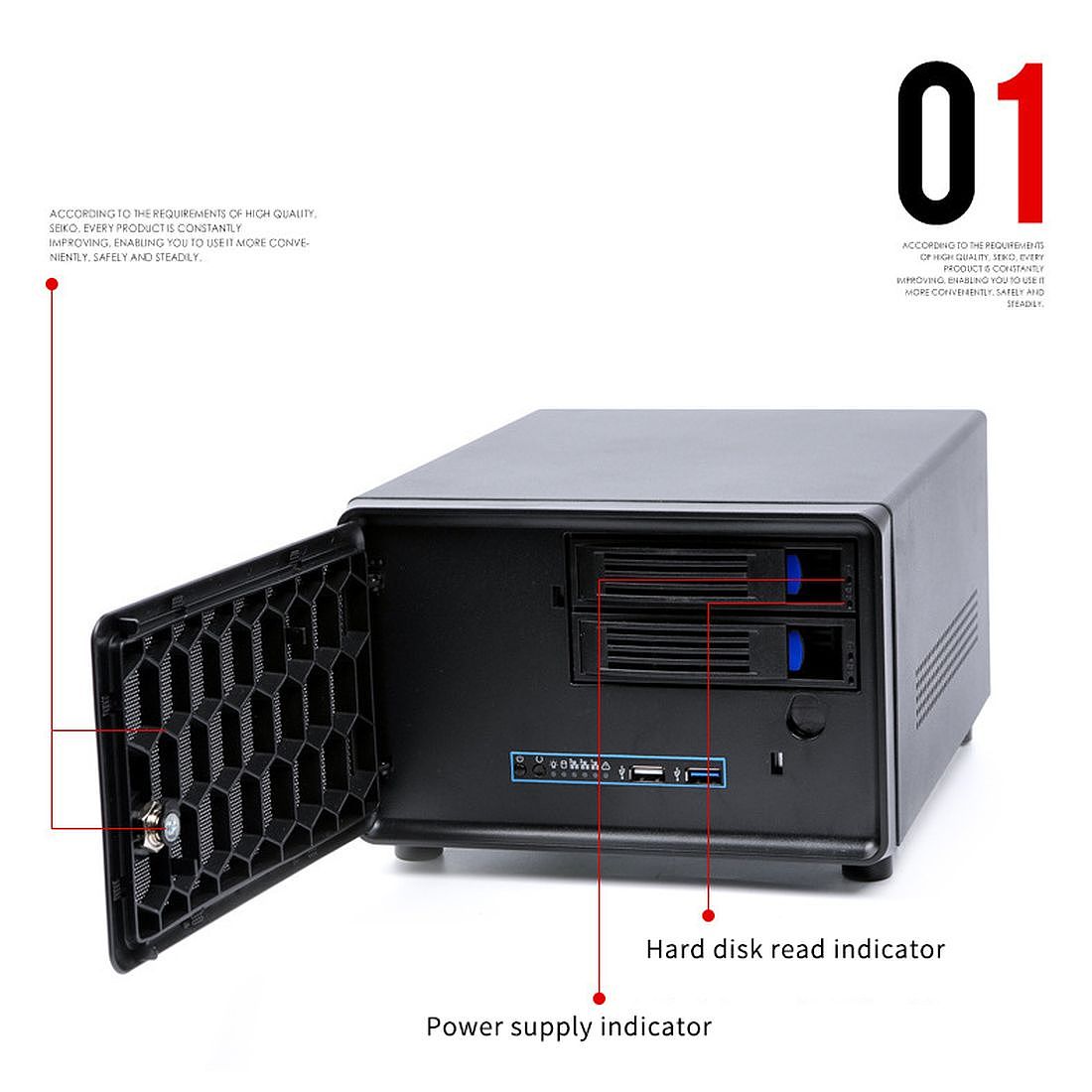 XT-XINTE 2/4/8 Bay NAS Case DIY Home Network Additional Storage Server ...