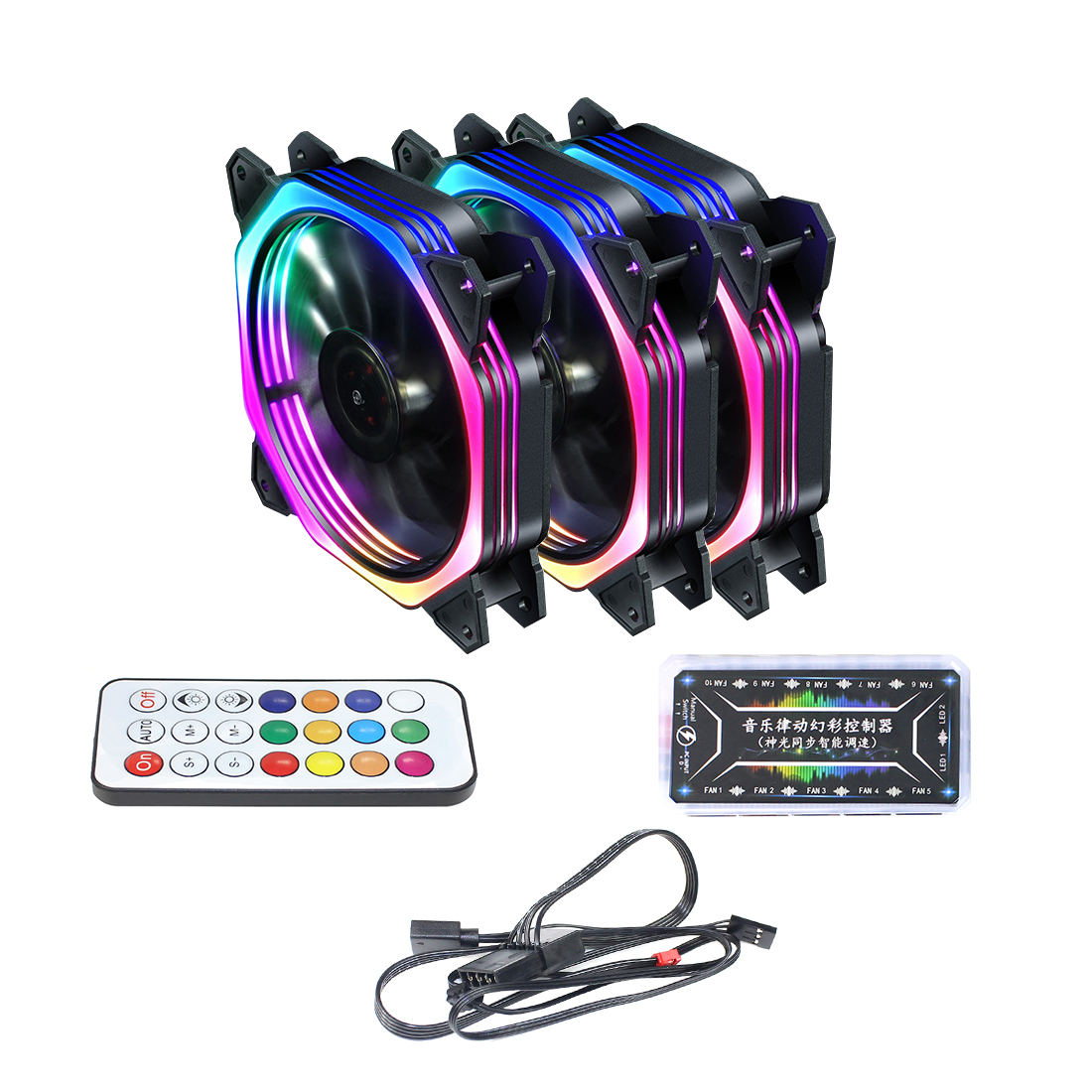 US$ 11.96 ~ US$ 13.29 - XT-XINTE 120mm RGB Color Case Fans 11- Blades ...