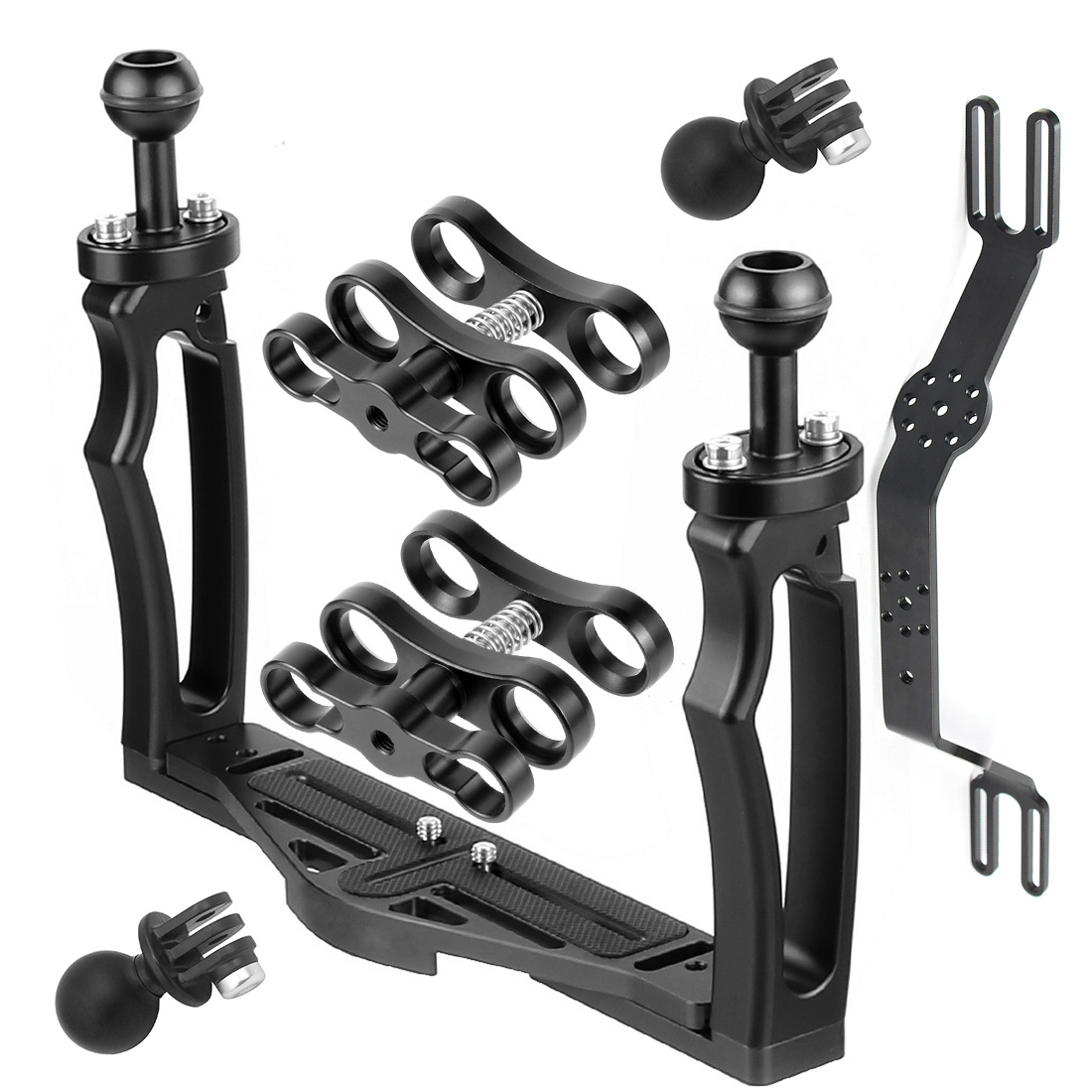 BGNing Aluminium Diving DSLR Cameras Cage Dual Handheld Tray Bracket w ...