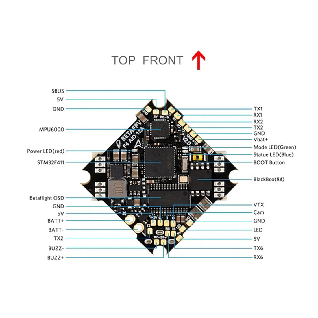 Betafpv F411 F4 2 4s Aio Brushless Flight Controller 12a V2 Blhelis Built In Betaflight Osd 7120