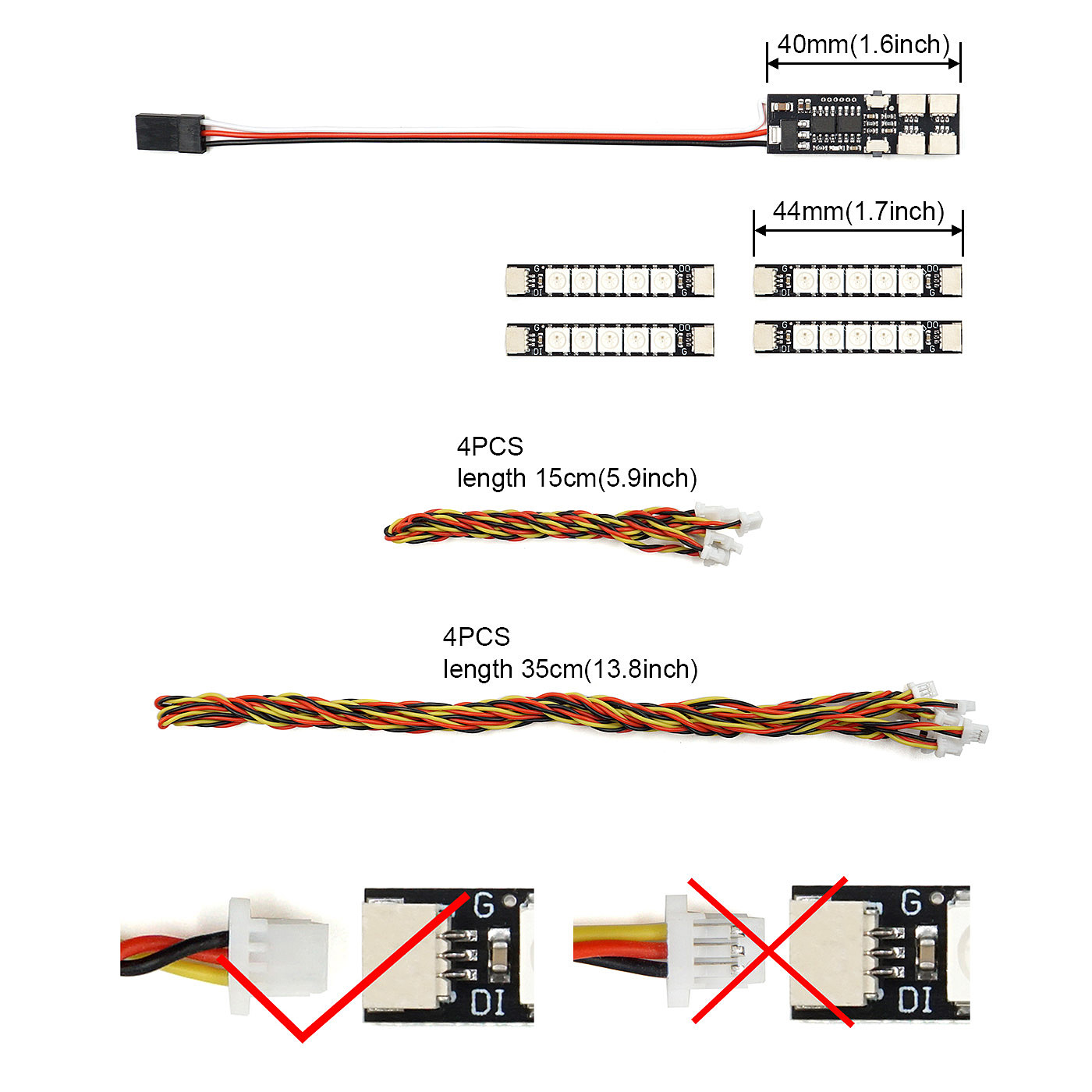 Elechawk 4/8 LED Super Lights 4V-5.4V w/Controller Board for RC DIY FPV ...