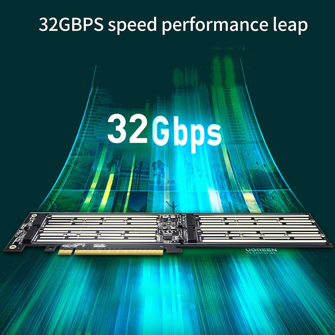 XT-XINTE M.2 To PCIE Riser X16 Adapter Card 4-Disk Interface 32Gbps ...