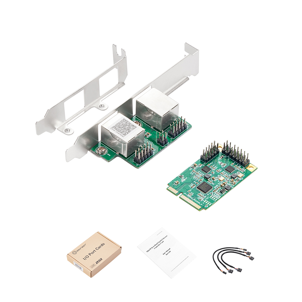 US$ 18.26 ~ US$ 20.29 - Mini PCIe 2 Ports 1000 M 1 Gigabit Ethernet Network Card RTL8111H Dual ...