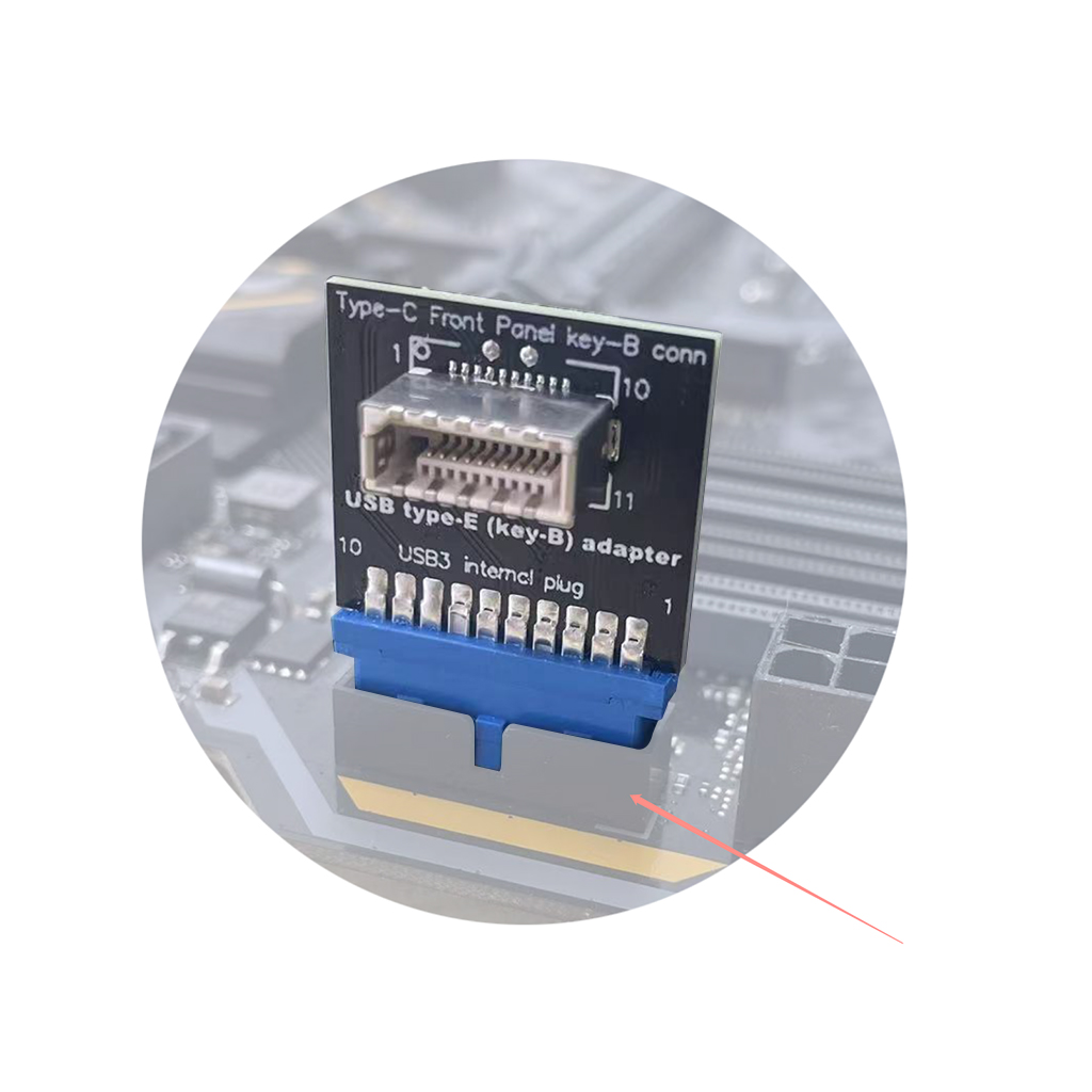 US$ 11.14 - USB 3.0 19PIN to TYPE-E Adapter Card Type-C Front Panel Key ...