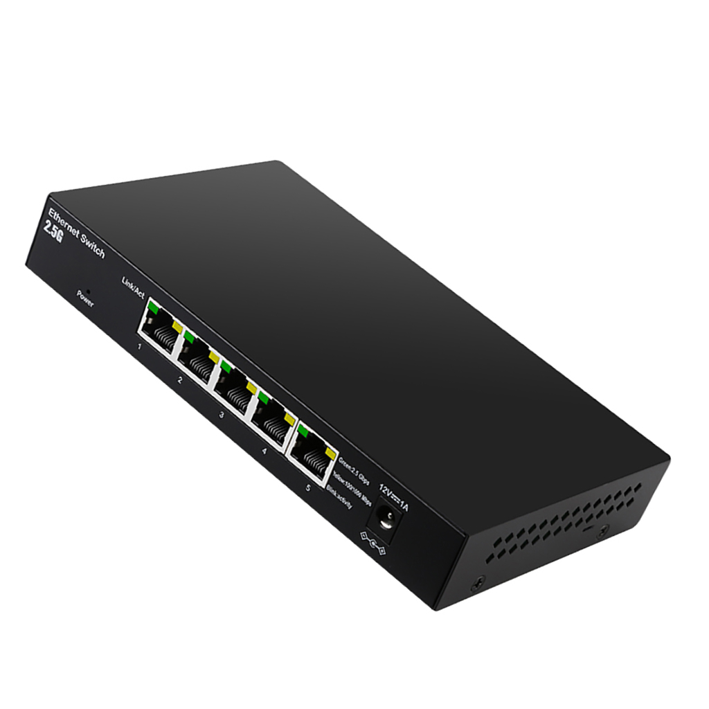 Ethernet Switch12V 1A 5Port Gigabit unmanaged POE Plug and Play Hub ...