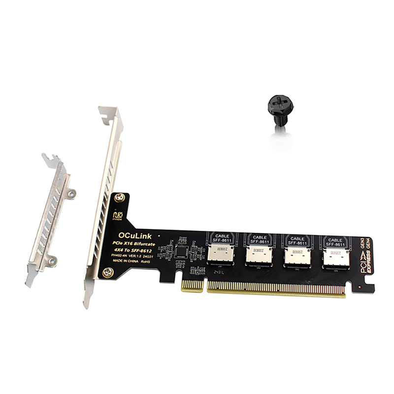 (PHDK) PCIe X16 split 4-port SFF8611&8612 Oculink expansion card ...