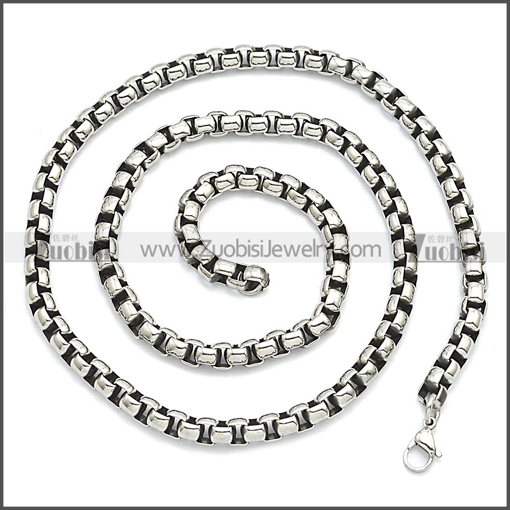 Vintage Round Box Link Chain n003089SHW5 - Zuobisi Jewelry