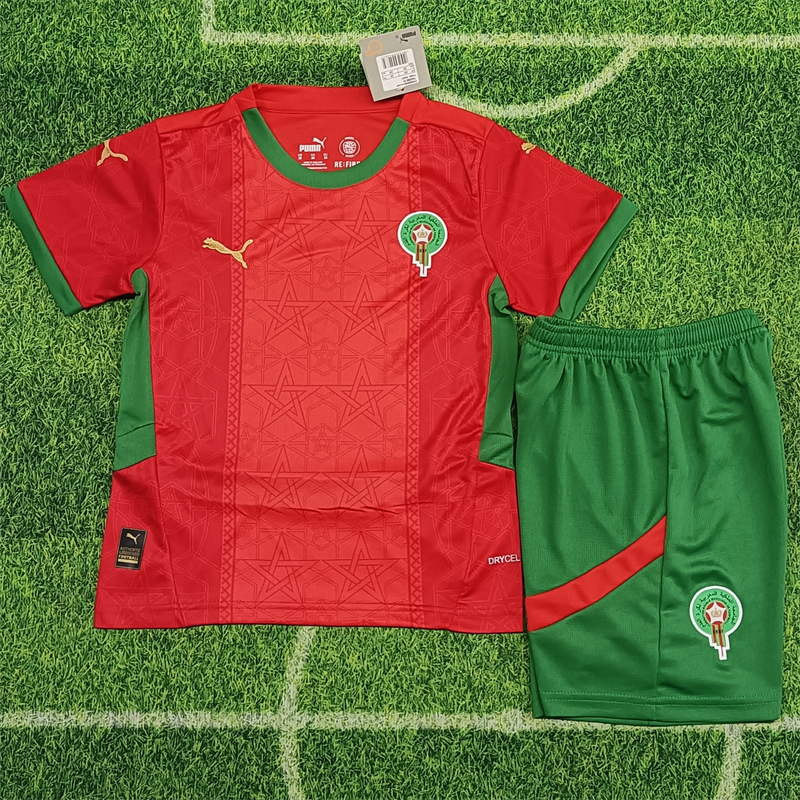 Kids kit 2025 Morocco home Thailand Quality Soccer Jersey