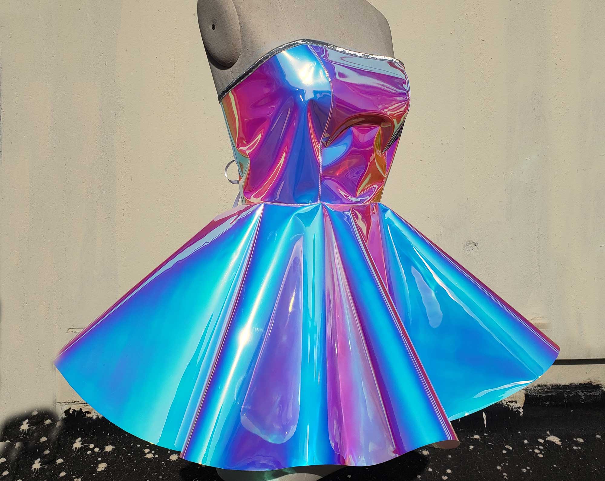 US$ 158.00 - Handmade Custom Blue Homecoming Dress,Vinyl Prom Dress ...