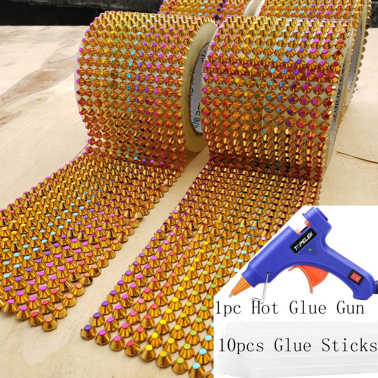 US$ 16.00 - 1 Yards Rainbow Sew Stitch On Spike Stud Cone Flatback Punk ...