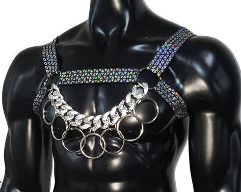 US$ 45.00 - Holographic Elastic Men Harness,Gay outfit, LGBT pride, gay ...